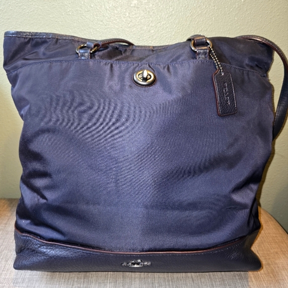 Coach | Bags | Coach Large Nylon Tote Bag Blue | Poshmark